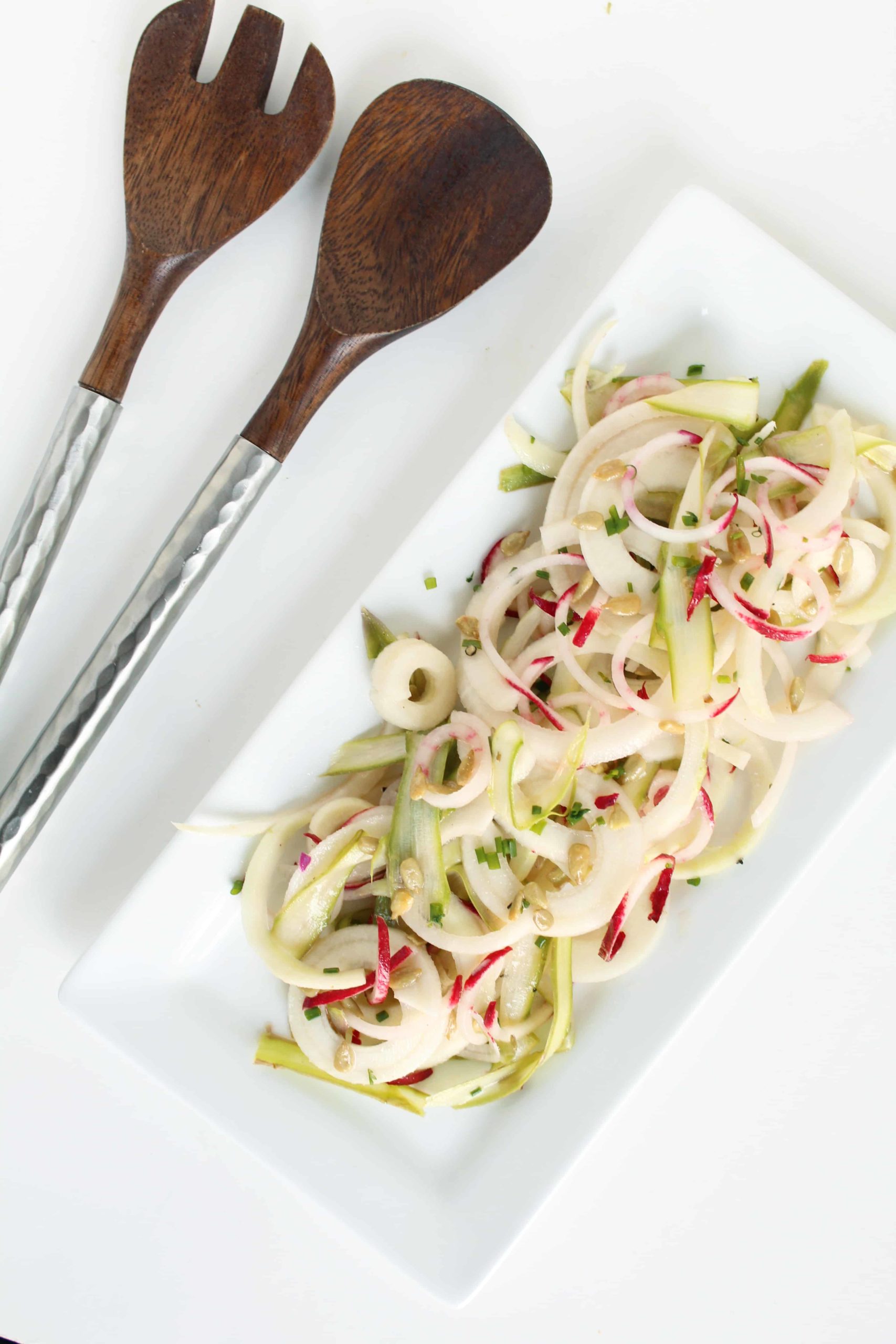 Spiralized Kohlrabi, Radish and Shaved Asparagus Salad with Lemon-Chive ...